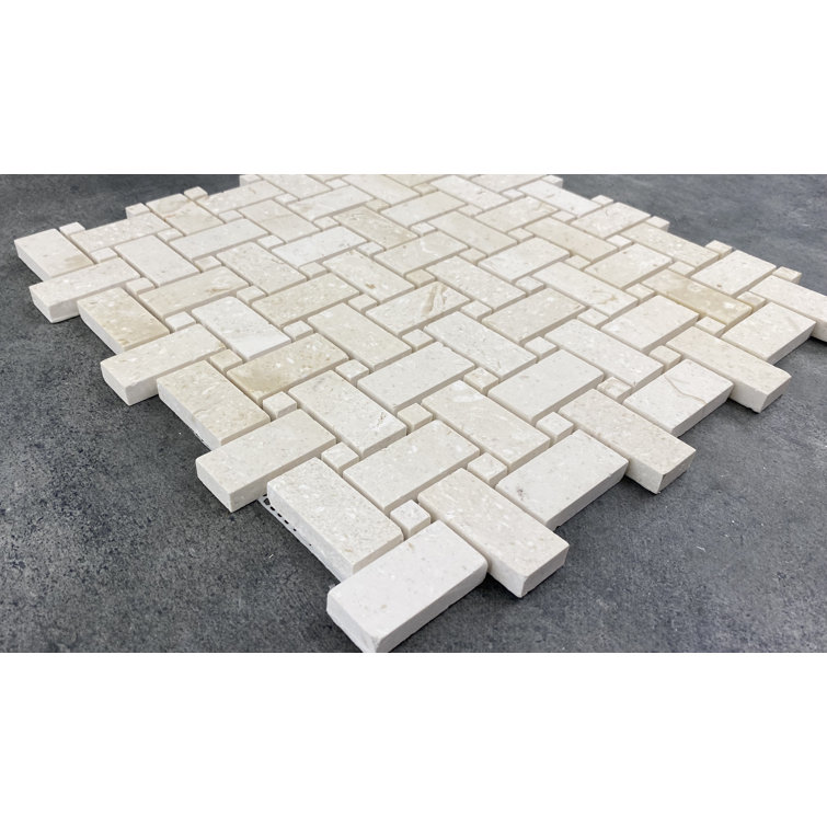 Miletos Stone Collection Shellstone 1" Travertine Mosaic Tile | Wayfair